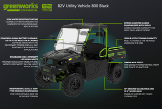 82V Utility Vehicle 800 Black | 7414002 | Greenworks Commercial
